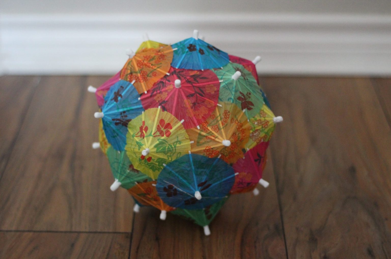 Cocktail Umbrella Craft - DIY Hanging Ball Decor Using Styrofoam