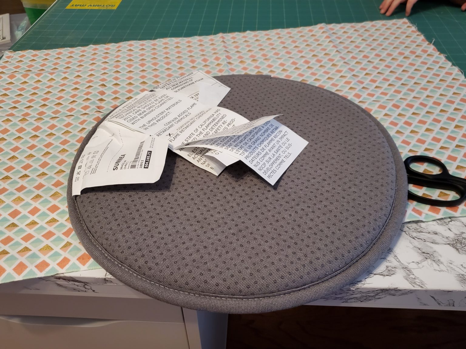 How To Sew A Round Cushion Cover - IKEA SUNNEA Stool Pad Hack